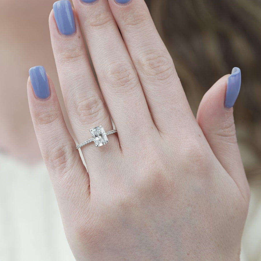 2.0 Radiant E/VS1 CVD Diamond Hidden Halo Engagement Ring With Pave Se – violetjewels